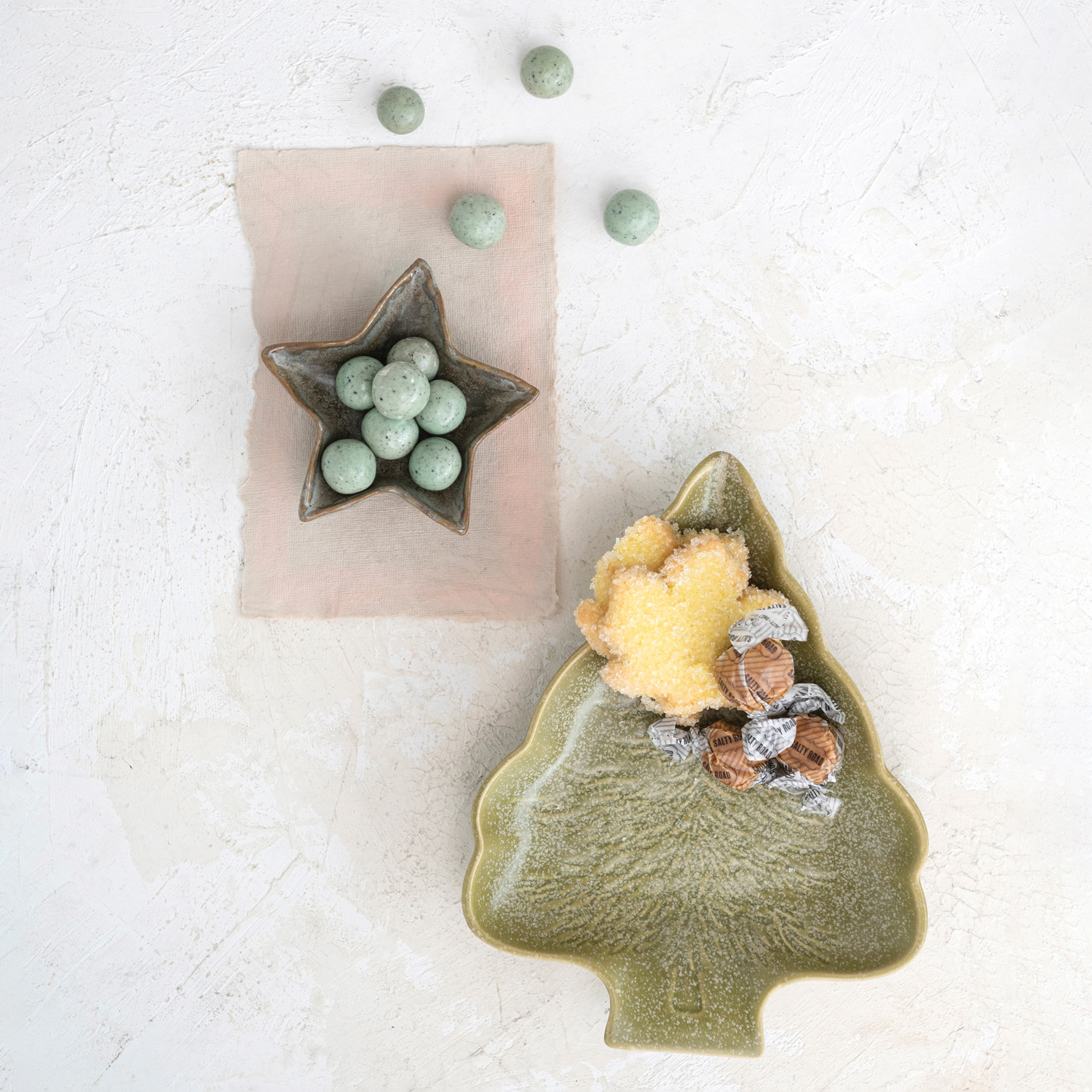 Stoneware Shaped Tree Shaped Plate, Reactive Glaze, Green (Each One ...