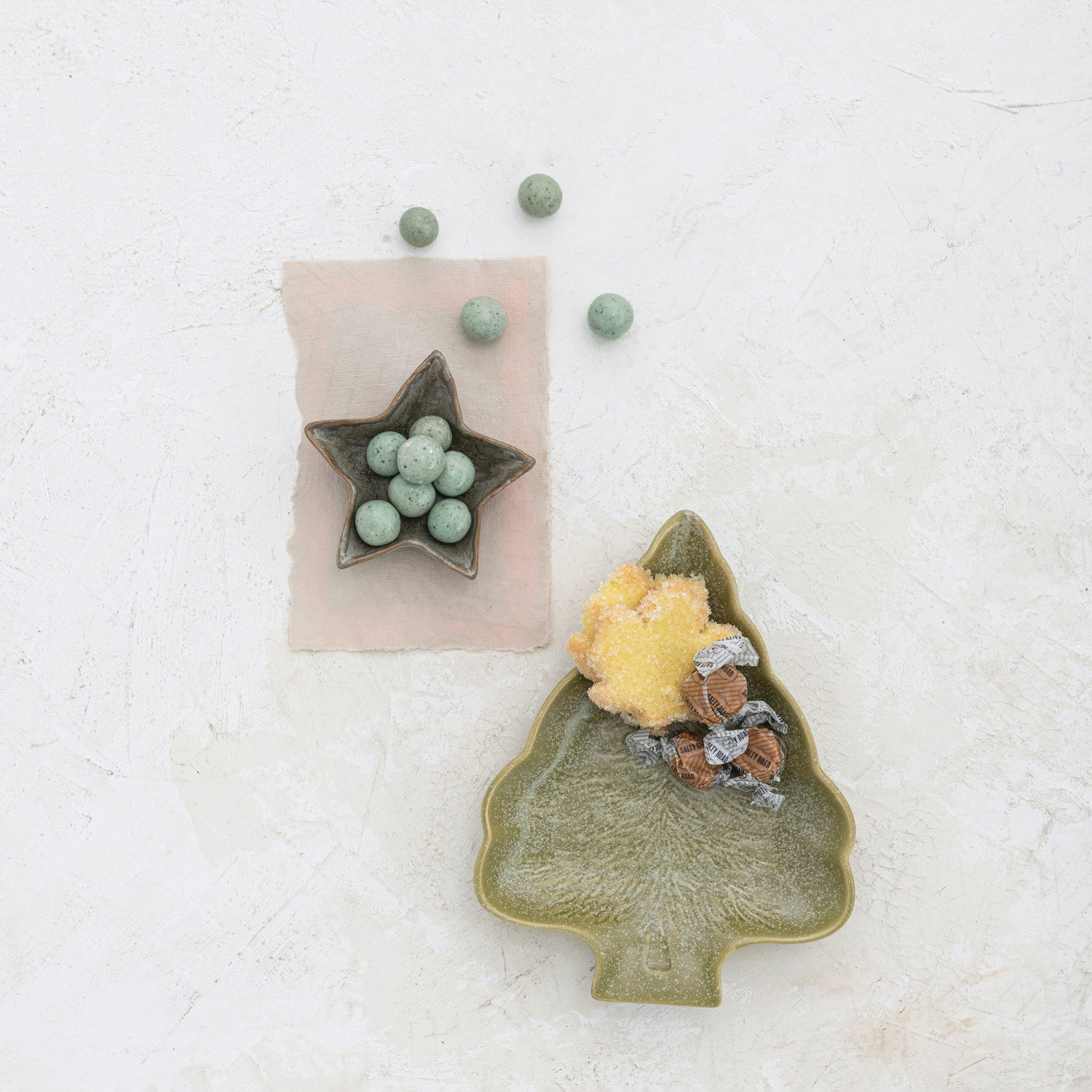 Stoneware Shaped Tree Shaped Plate, Reactive Glaze, Green (Each One ...