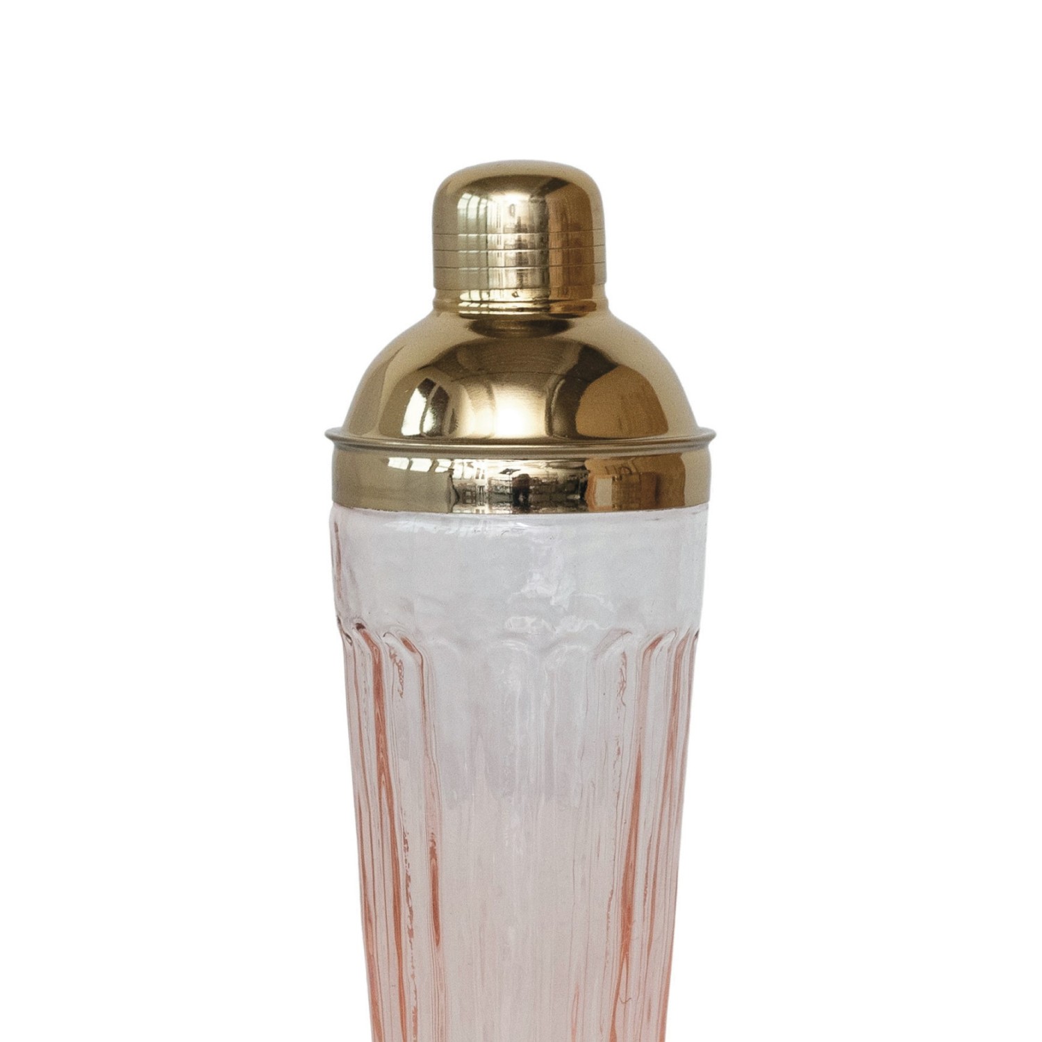 20 oz. Glass Cocktail Shaker w/ Stainless Steel Top, Pink & Gold Finish