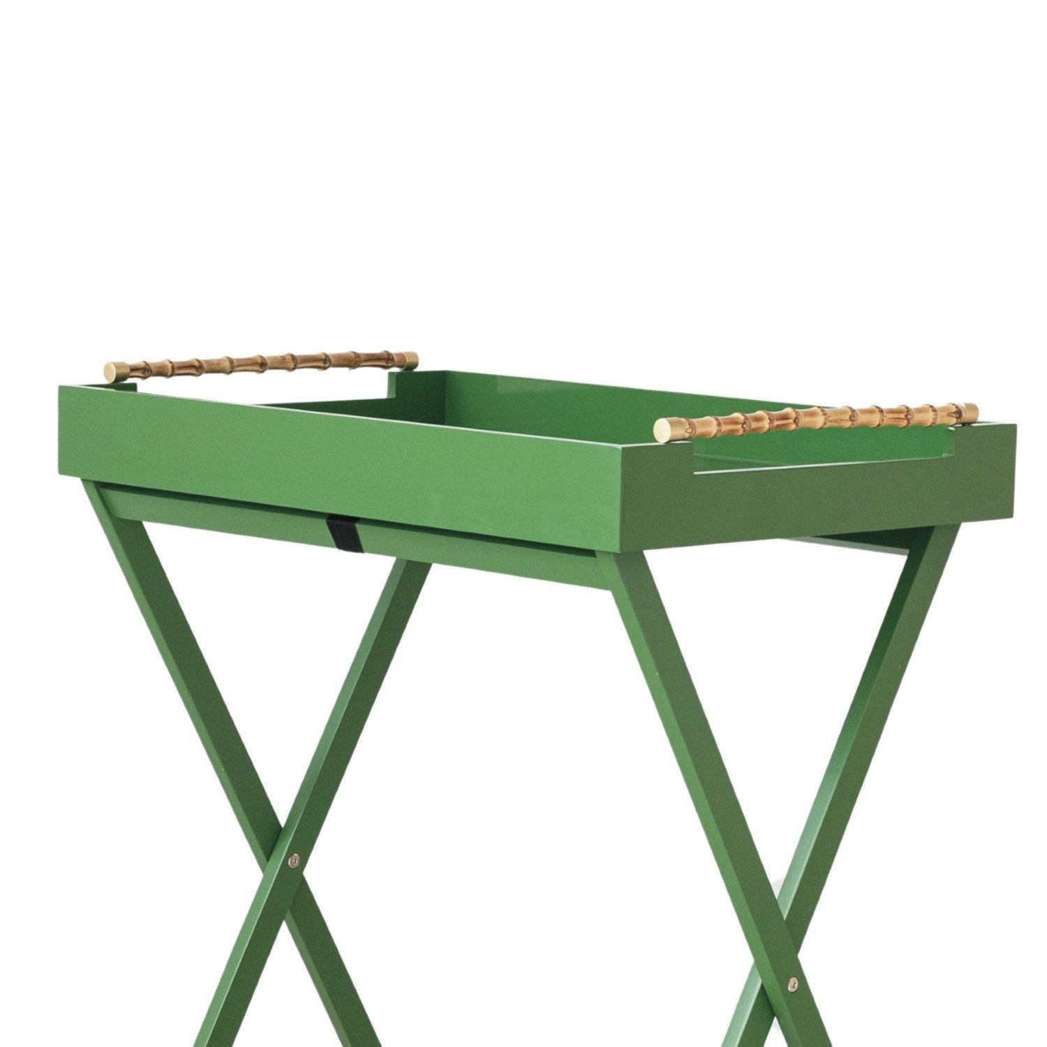 Folding Removable Tray Table w/ Bamboo Handles, Green, KD