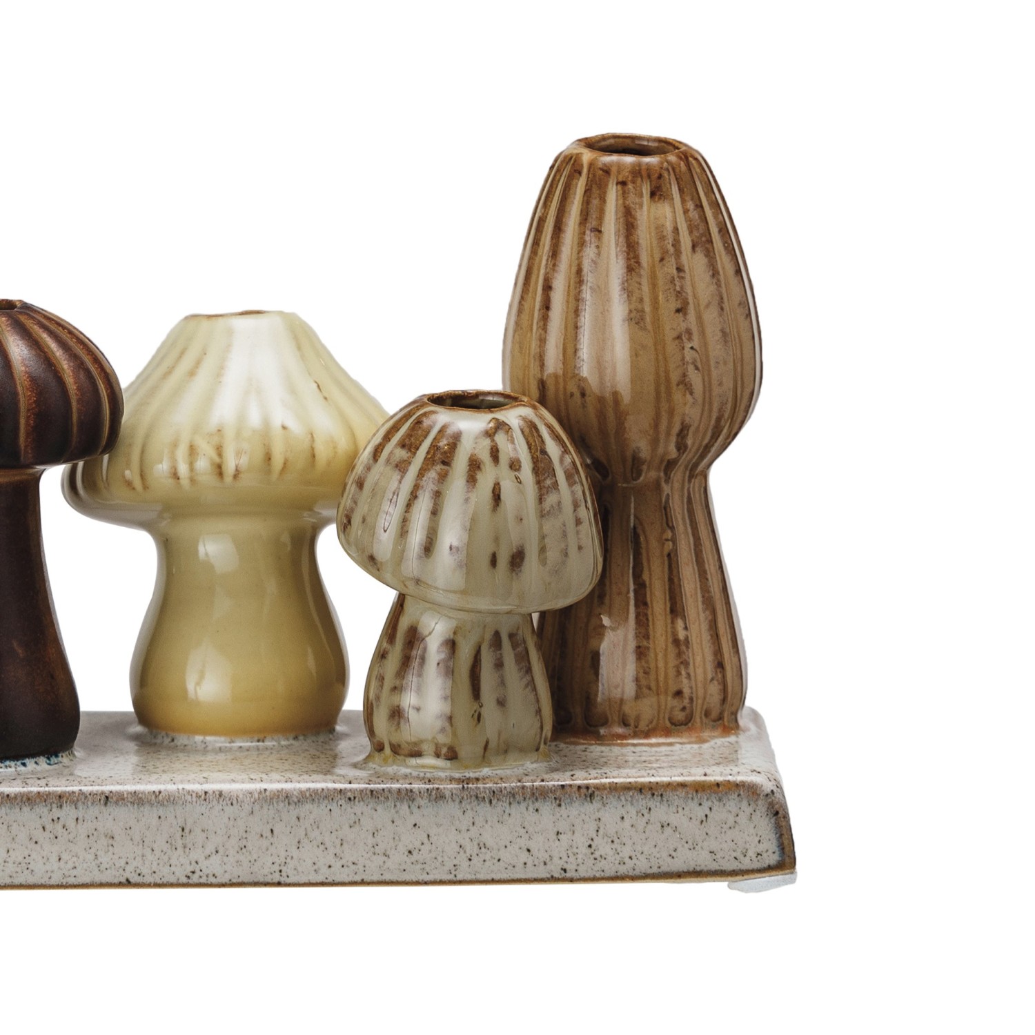 Stoneware Mushroom Shaped Multi Vase w/ 5 Vases (Each One Will Vary)