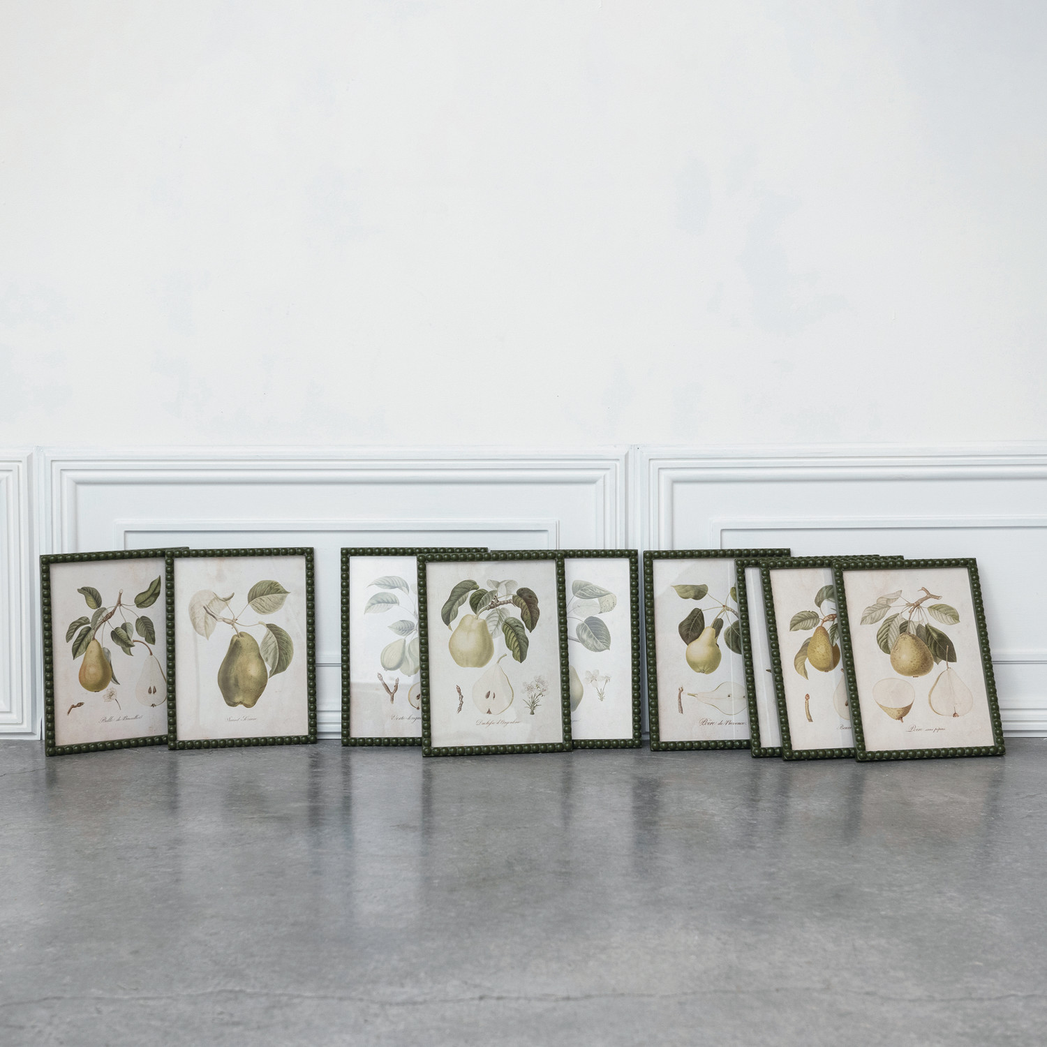 Hobnail Wood Framed Wall Décor w/ Vintage Reproduction Print, 9 Styles