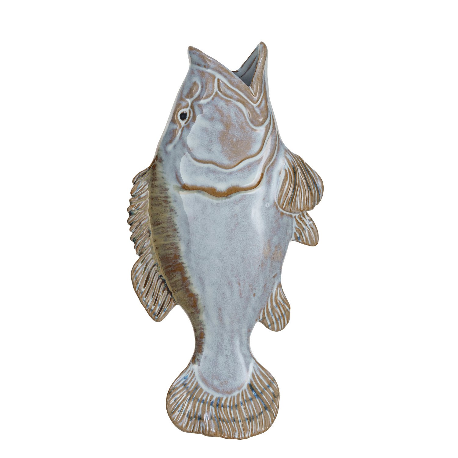 Vintage Reproduction Stoneware Fish Shaped Wall Vase (Each One Will Vary)