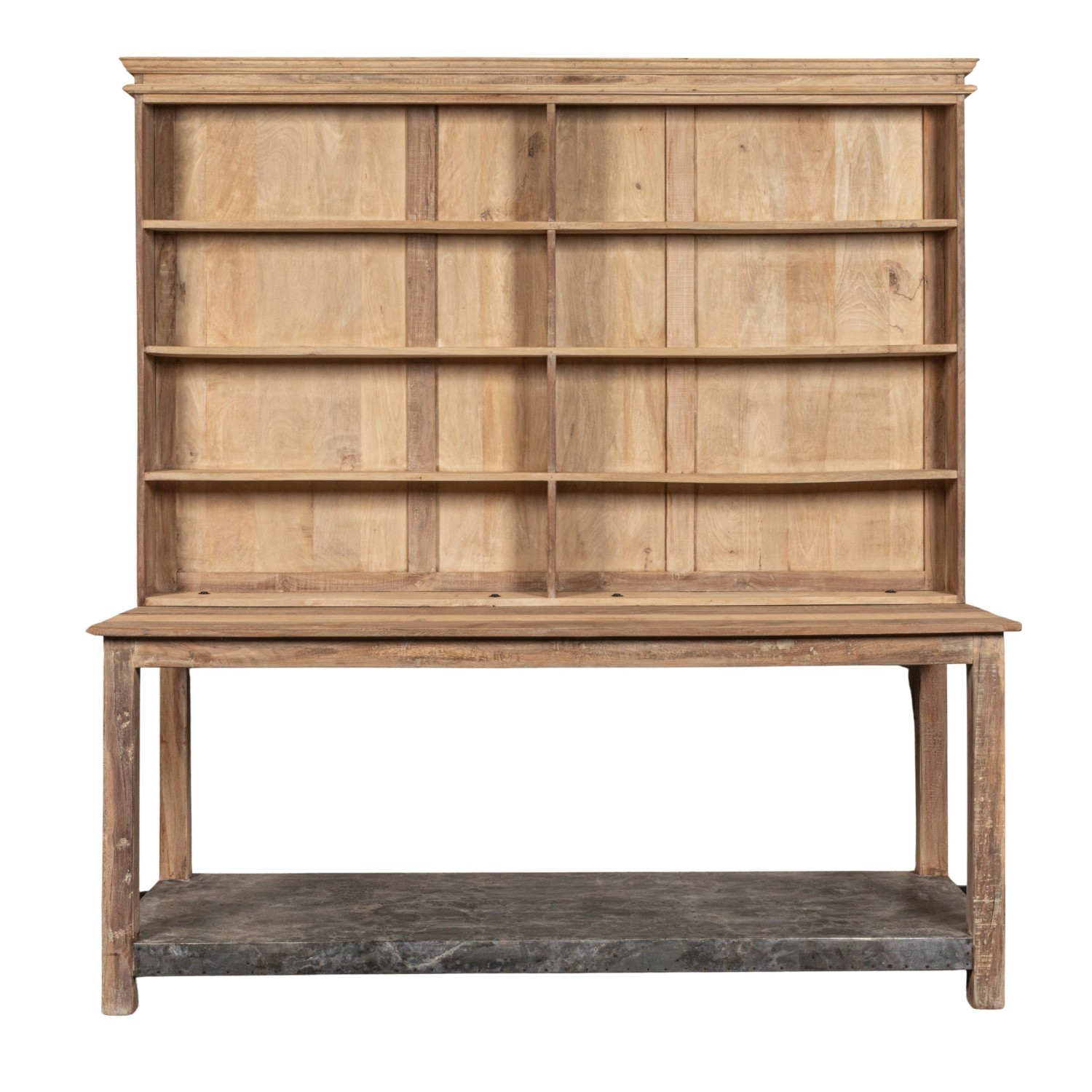 2-Piece Wood and Metal Hutch and Shelves