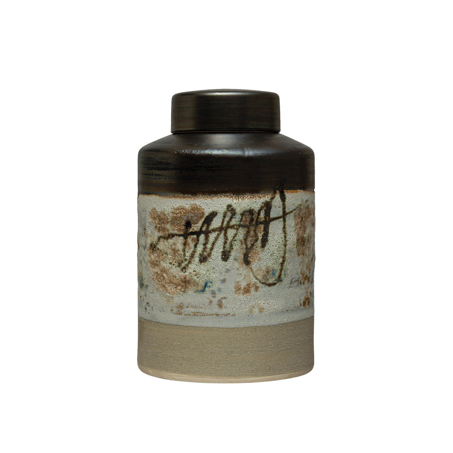 8-1/2" Round x 13-1/4"H Decorative Hand-Painted Stoneware Ginger Jar ...