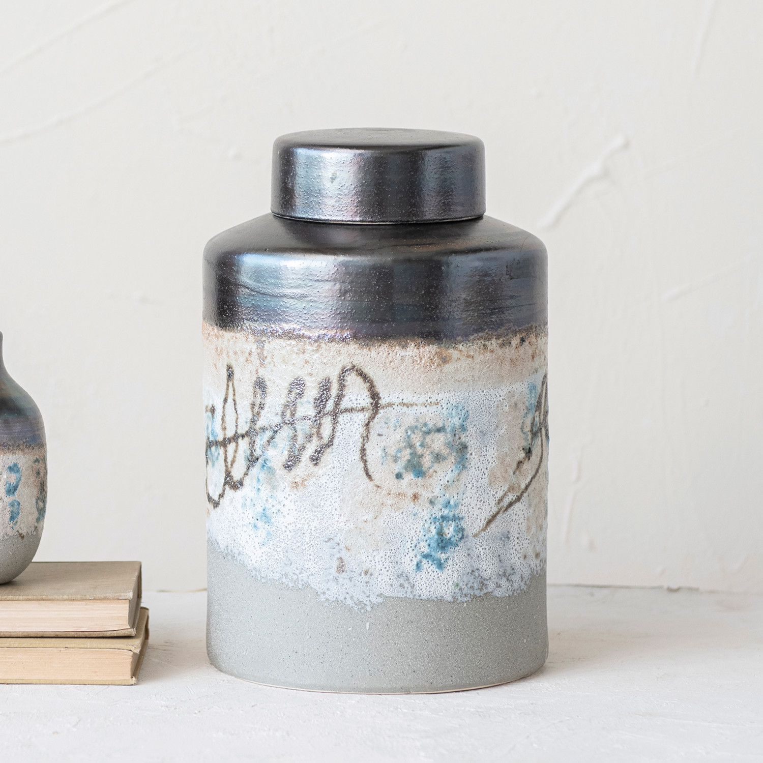 8-1/2" Round x 13-1/4"H Decorative Hand-Painted Stoneware Ginger Jar ...