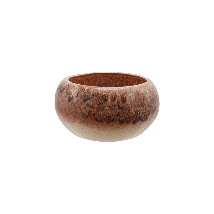 Decorative Stoneware Planter/Bowl, Berry & Cream Color (Holds 5-1/2" Pot)