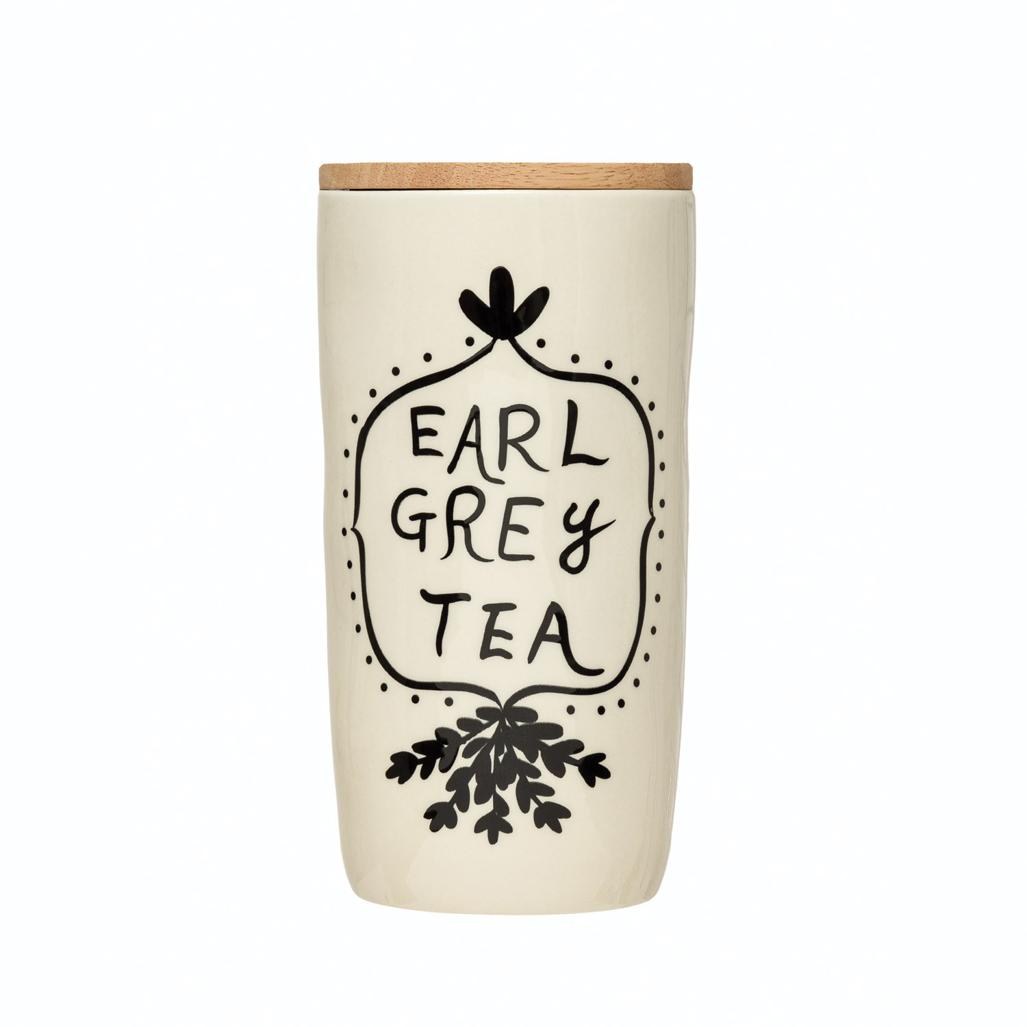 4-1/4" Round x 8-1/2"H Stoneware Jar w/ Bamboo Lid "Earl Grey Tea ...