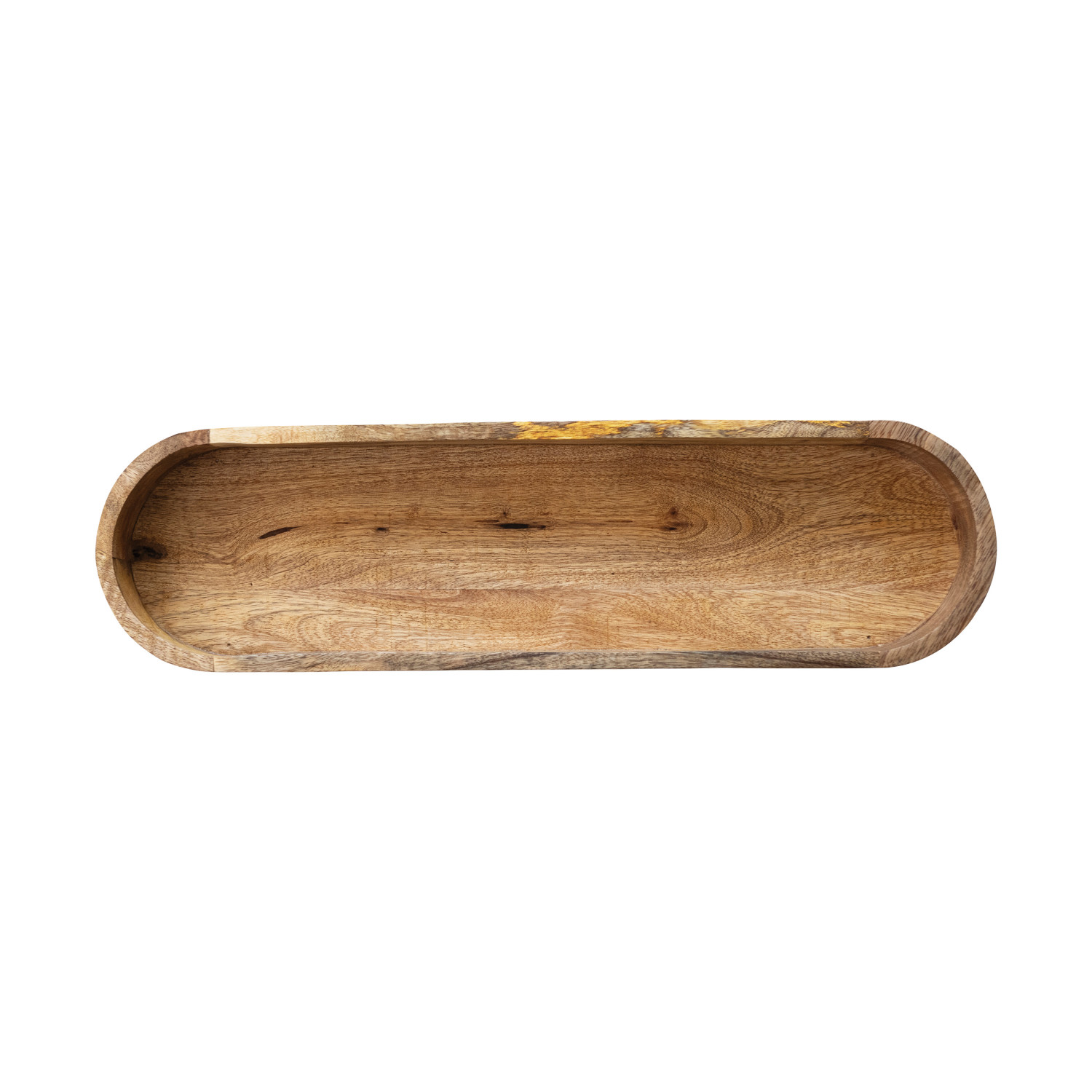 21-1/2"L x 6"W x 3-1/4"H Oval Mango Wood Footed Tray, Natural