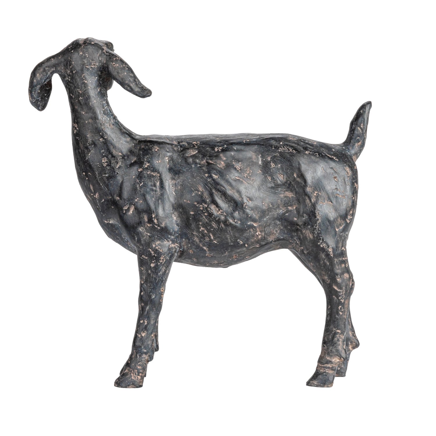 9-1/4"L x 3"W x 9-1/4"H Resin Goat, Cast Iron Finish, Distressed Black